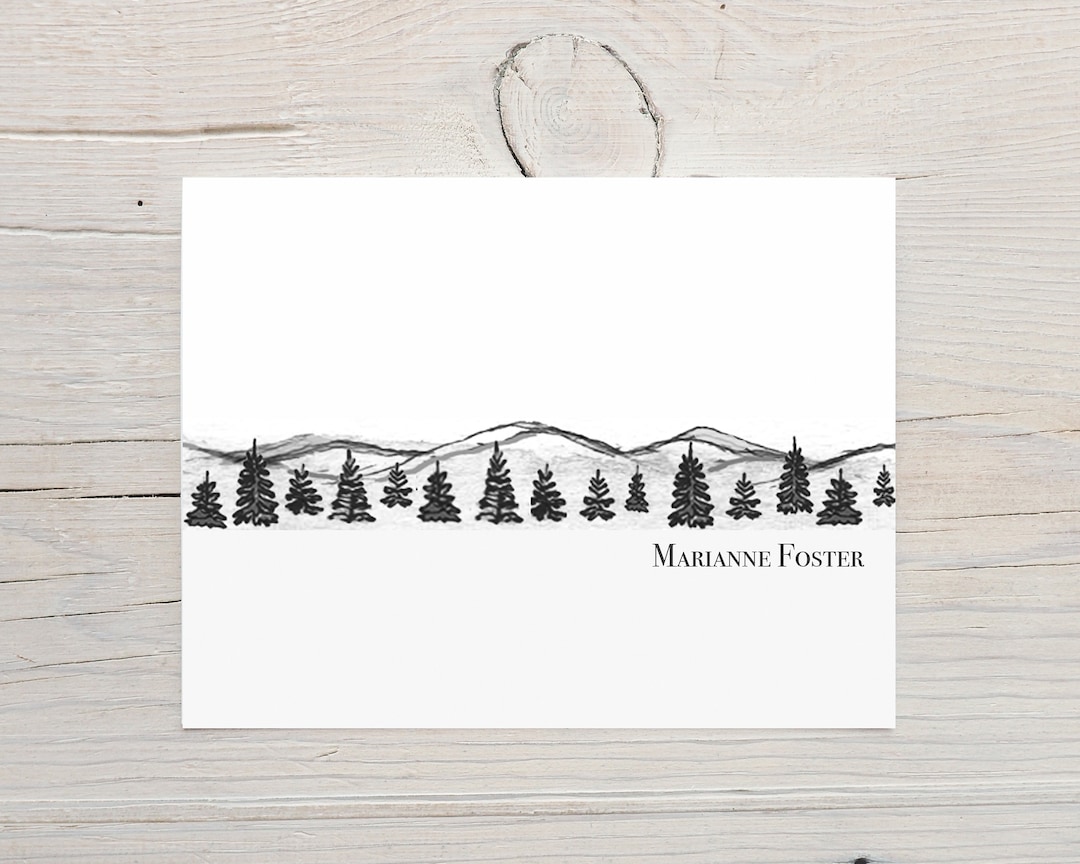Pine Tree Notecards, Mountain Personalized Cards, Personalized ...
