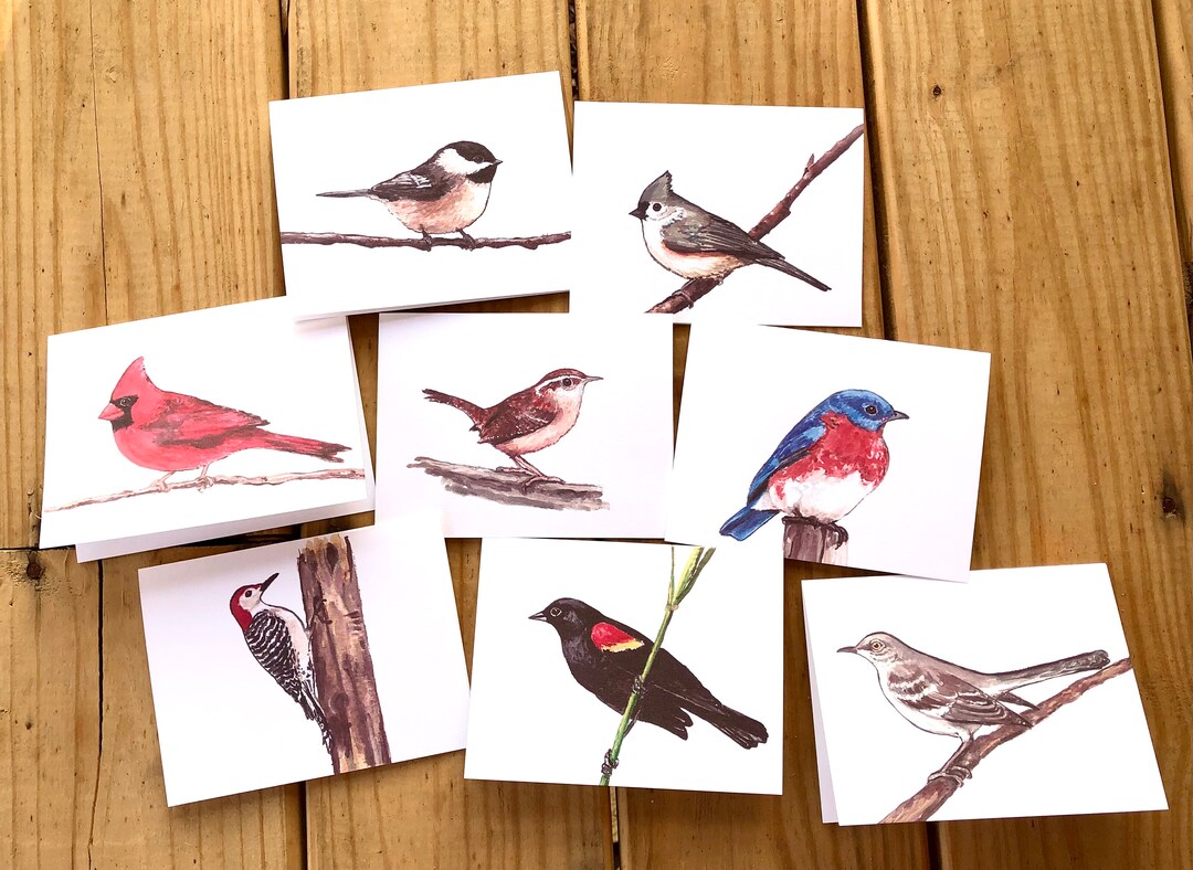 Bird Stationery, Blank Cards, Bird Notecards, Set of 10, Songbird Art ...