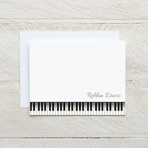 Personalized Piano Note Cards, Keyboards Notecards, Pianist Stationery ...