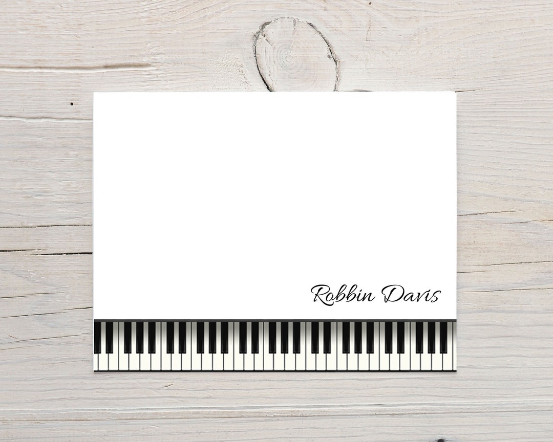 Personalized Piano Note Cards, Keyboards Notecards, Pianist Stationery ...