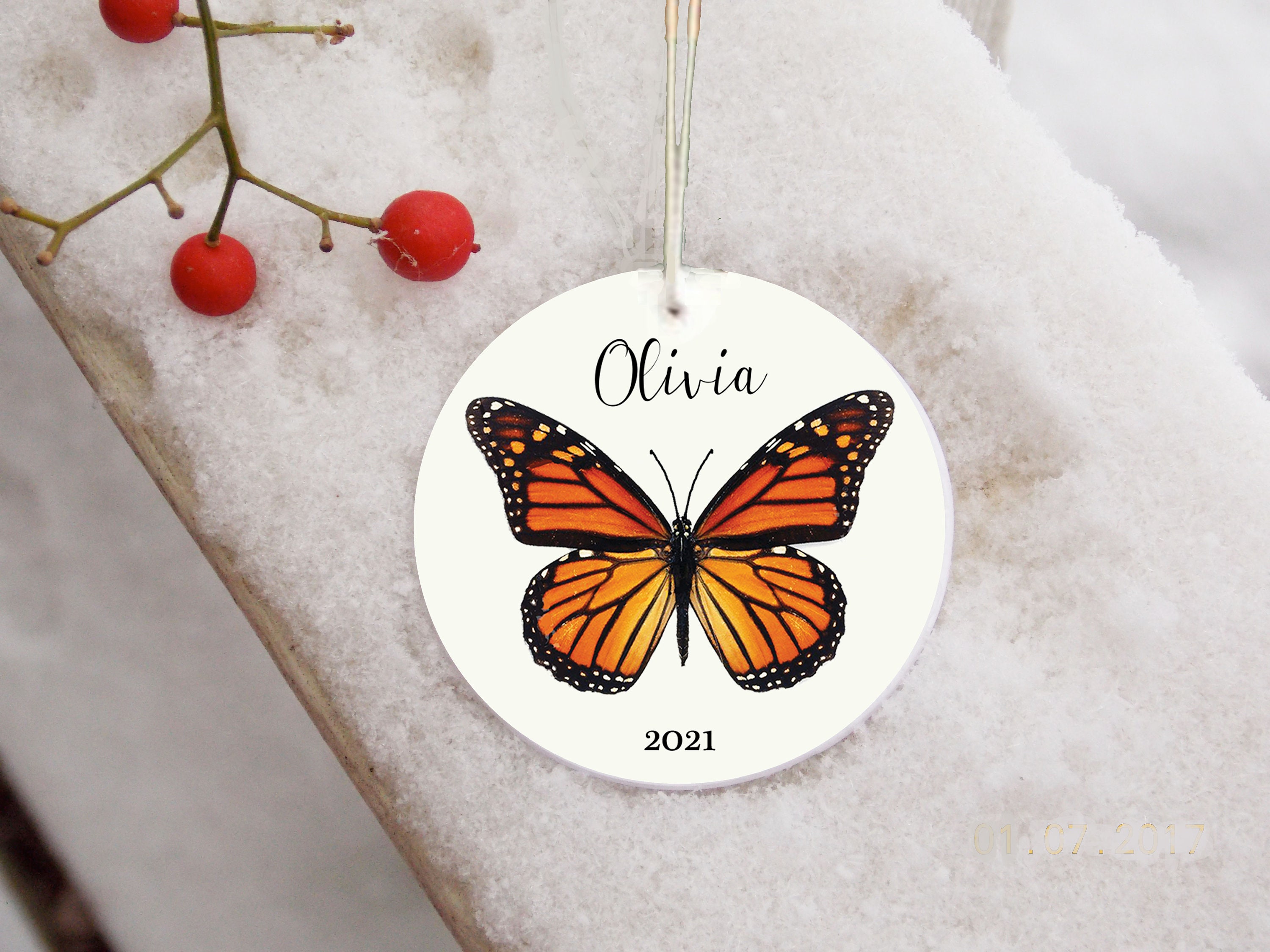 Monarch Butterfly Christmas Tree Ornament Can Be Personalized - Etsy