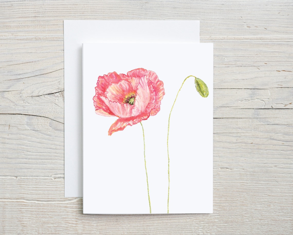 Poppy Note Cards Folded Cards Poppy Stationery Wildflower - Etsy