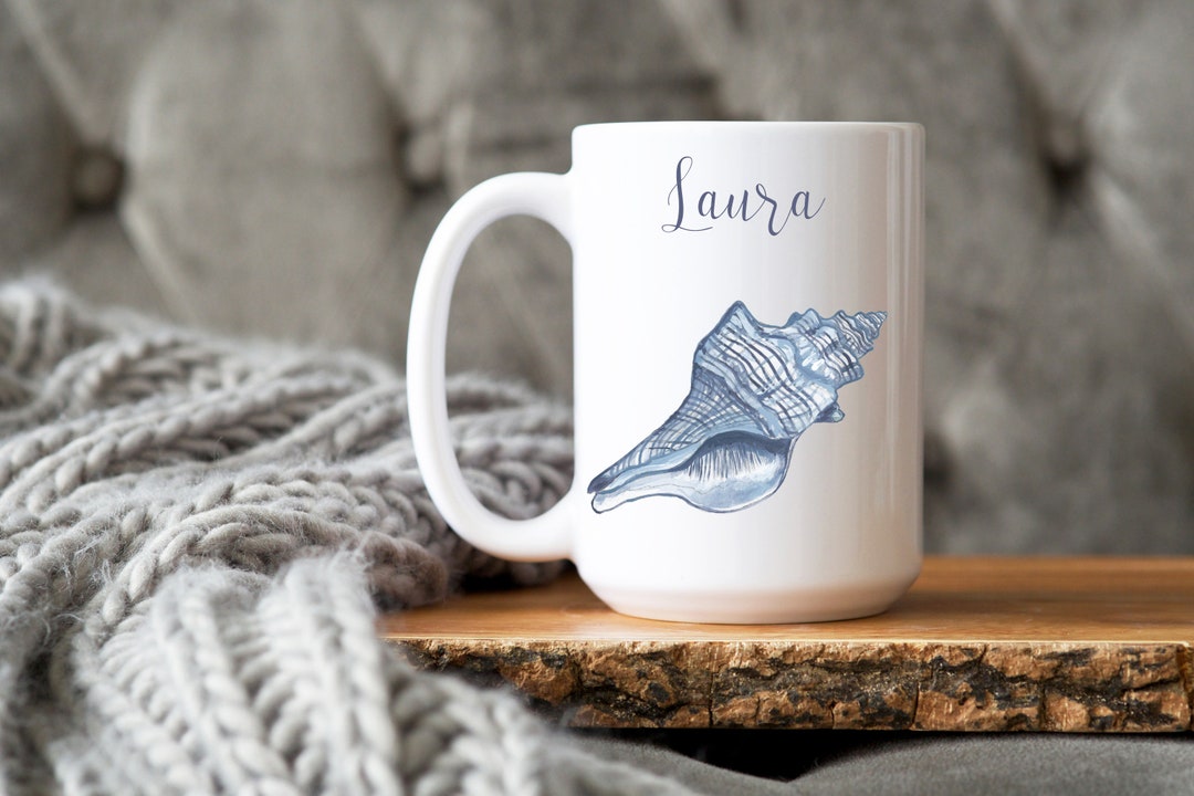 Conch Shell Mug, Sea Shell Coffee Cup, Can Be Personalized, Custom Name ...