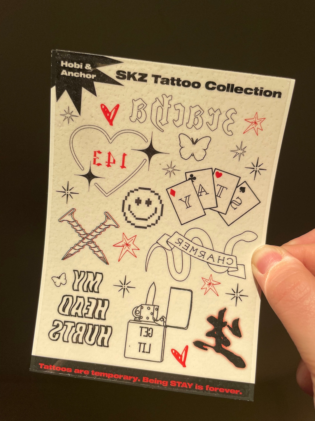 SKZ Stray Kids Inspired Temporary Tattoos Sheet - Etsy