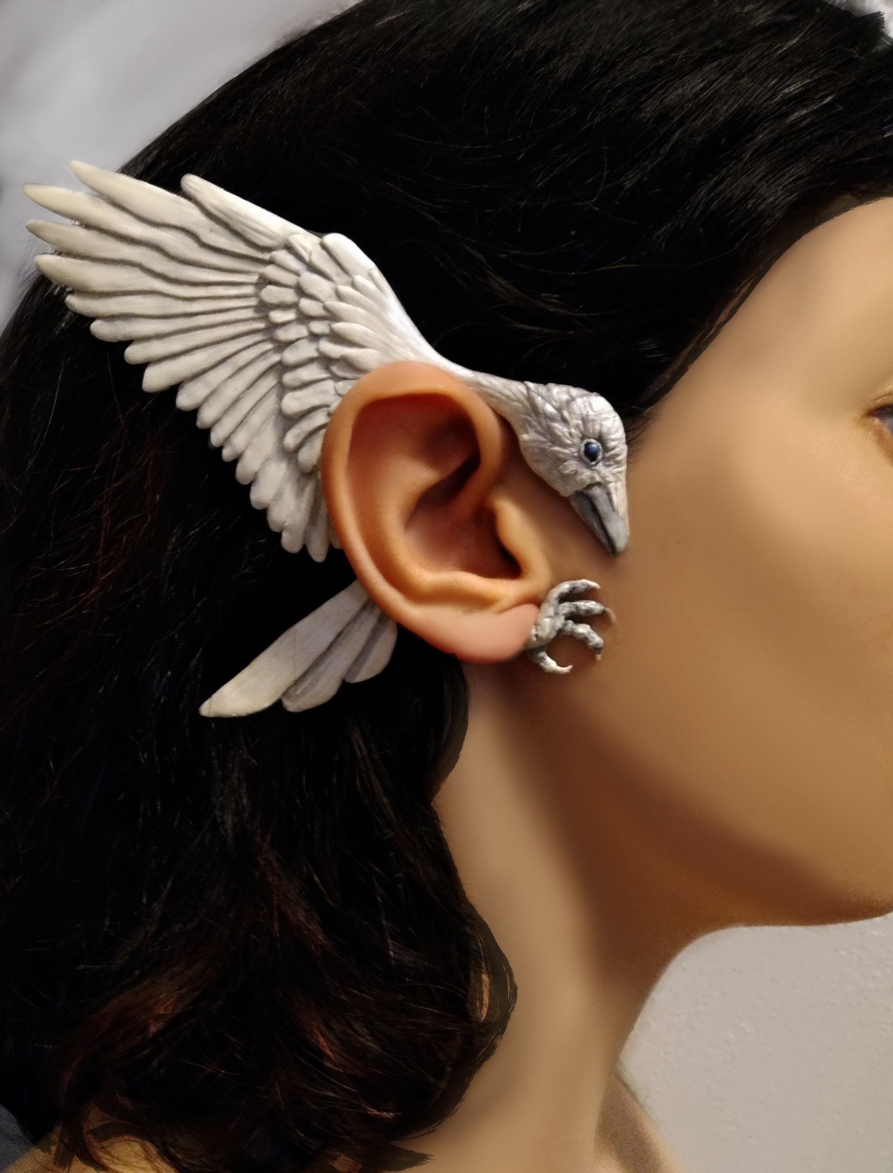 Crow Ear Cuff Handmade in Flexible Polymer Clay Witch | Etsy