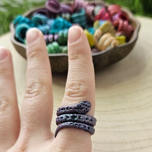 Snake Ring Handmade in Flexible Polymer Clay, Adjustable Animal Ring ...