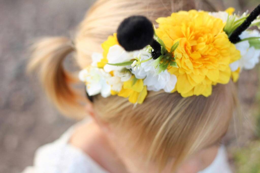 Bumble Bee Headband, Lady Bug Headband, Yellow White Flowers, Girls ...