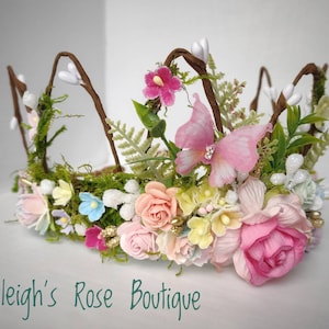 Flower Fairy Crown, Floral Princess Headband, Pastel Rainbow, Woodland ...