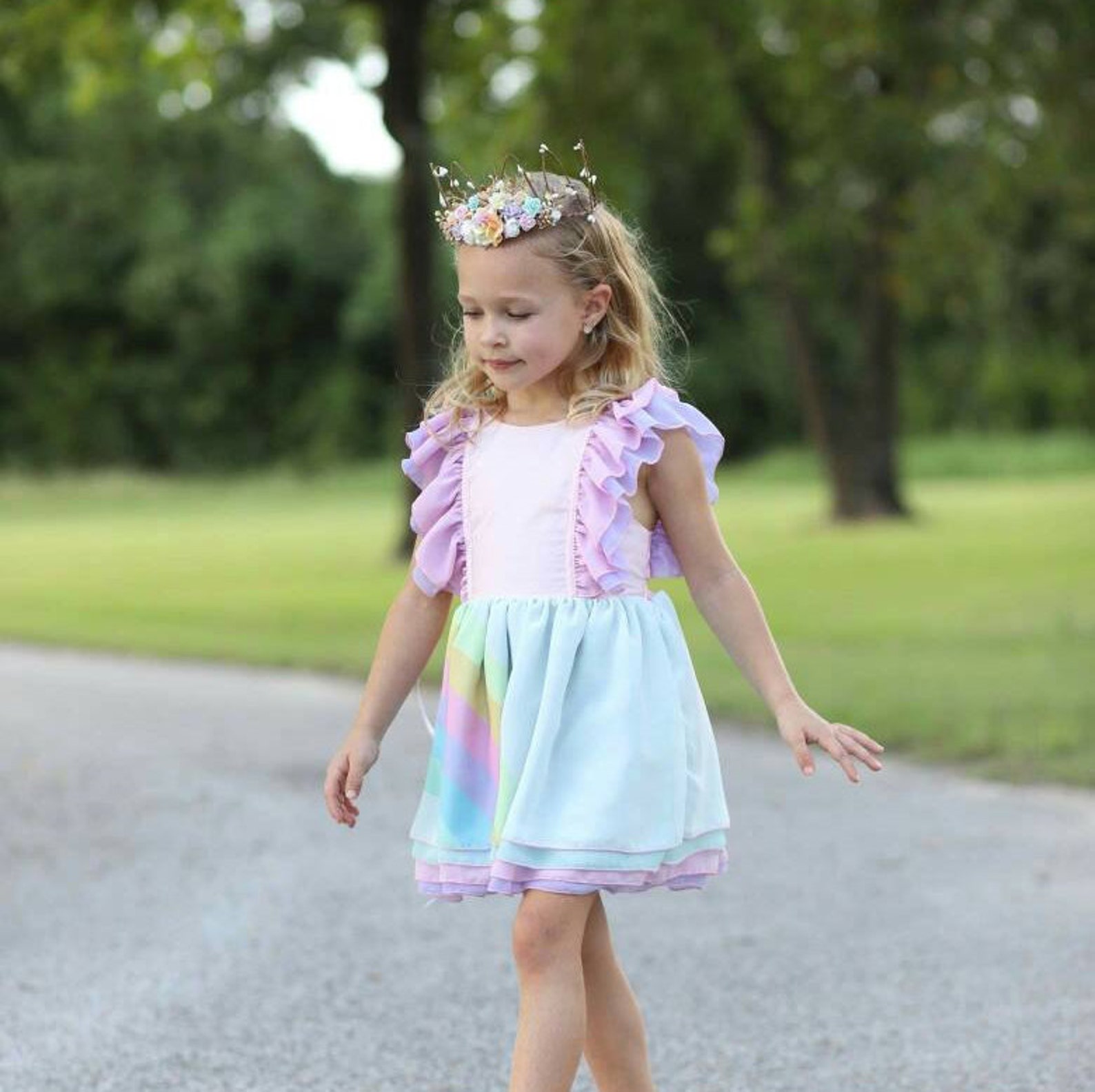 Pastel Rainbow Princess Crown Floral Fairy Crown Princess - Etsy