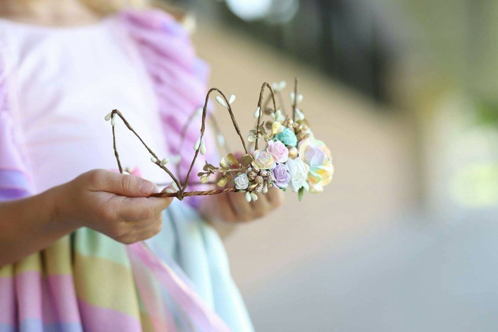 Pastel Rainbow Princess Crown Floral Fairy Crown Princess - Etsy