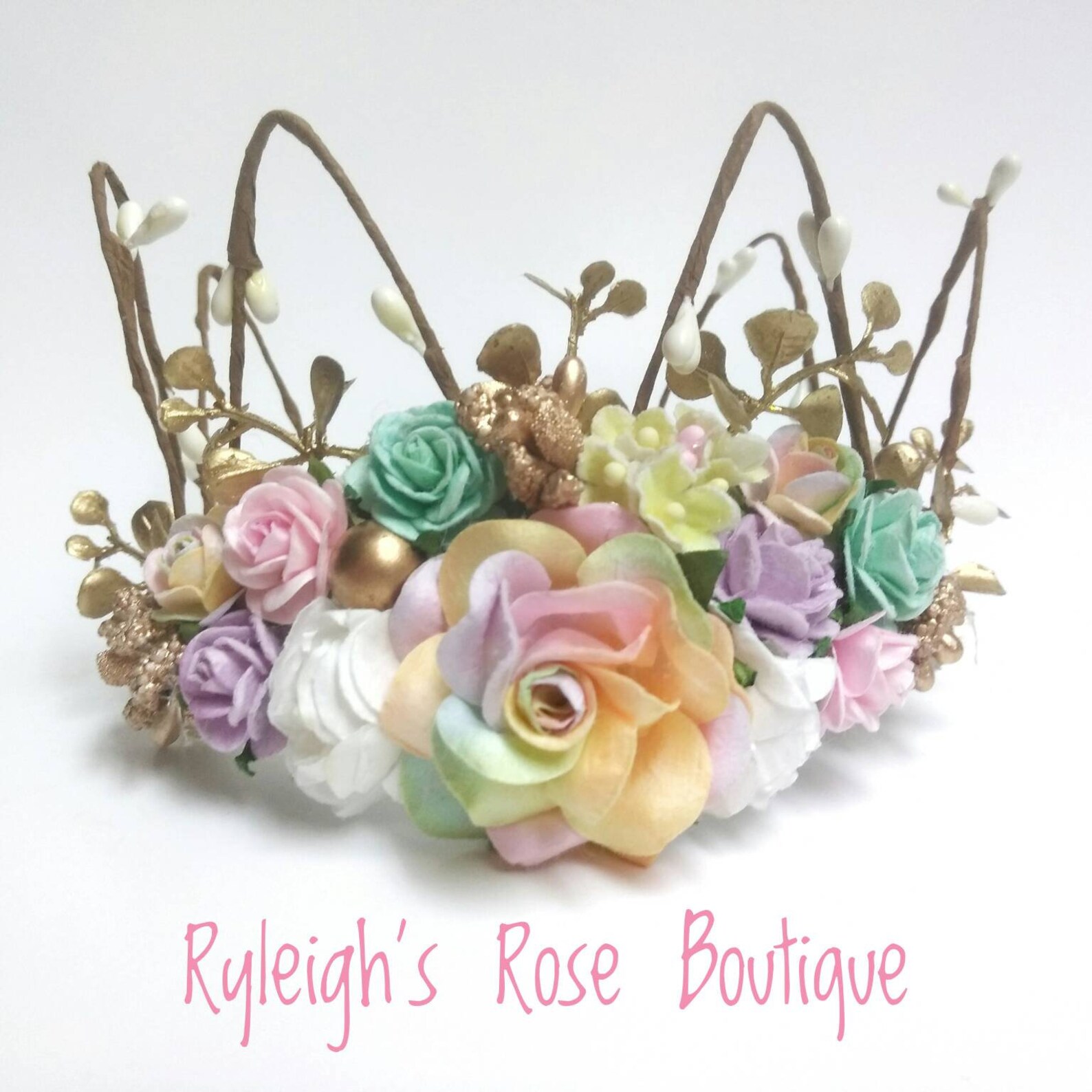 Pastel Rainbow Princess Crown Floral Fairy Crown Princess - Etsy