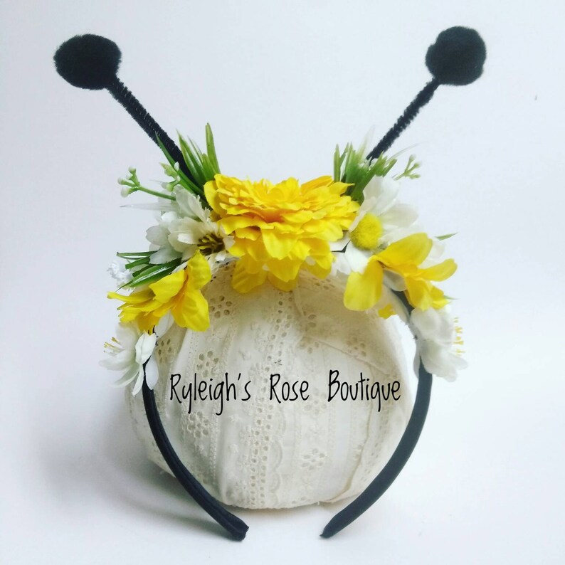 Bumble Bee Headband, Lady Bug Headband, Yellow White Flowers, Girls ...