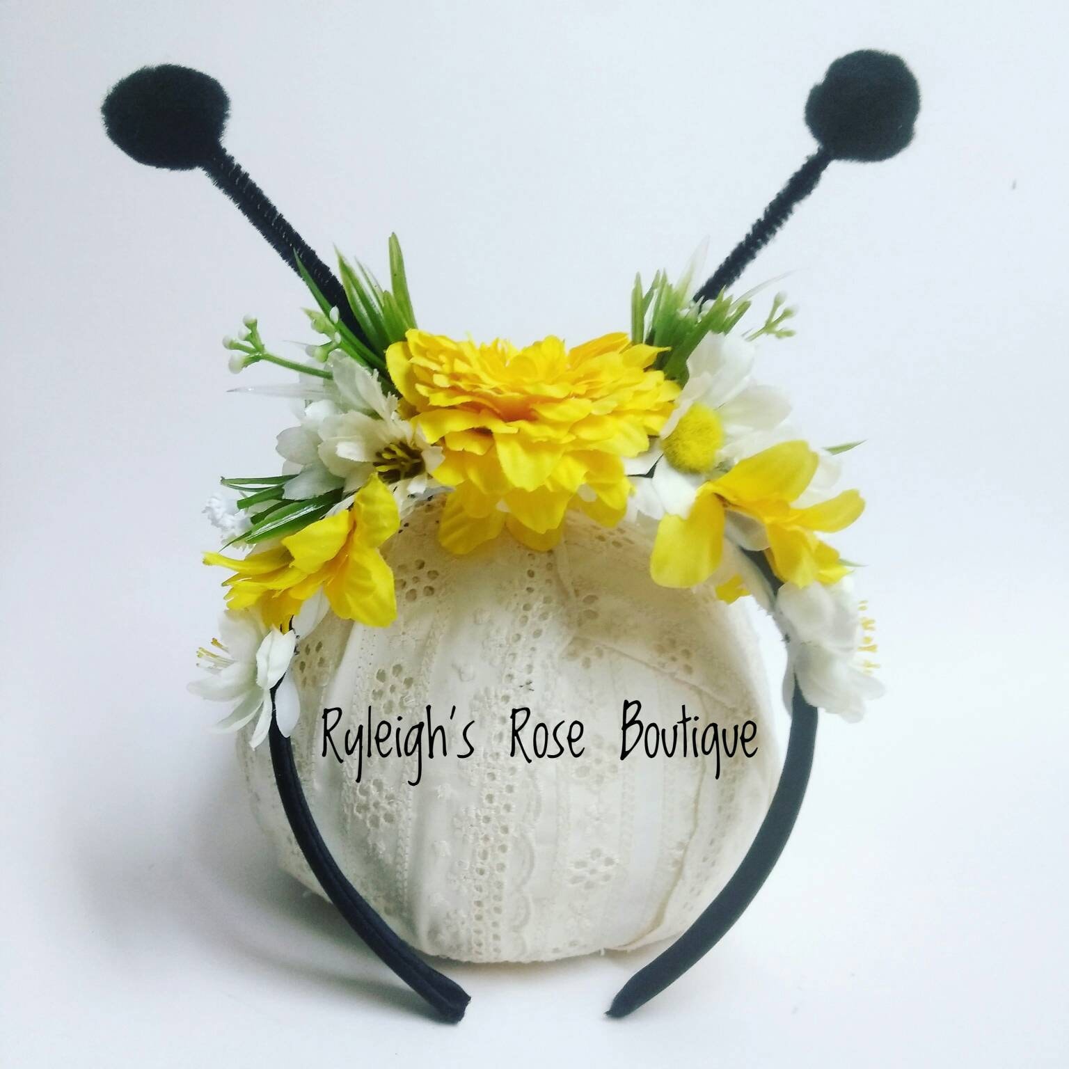 Bumble Bee Headband, Lady Bug Headband, Yellow White Flowers, Girls ...