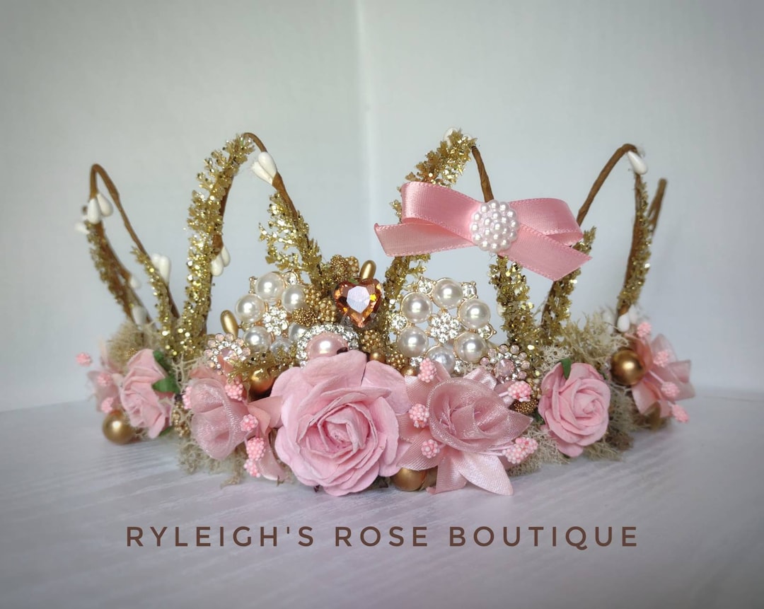Fairy Flower Crown, Woodland Headpiece, Floral Princess Headband, Coral ...