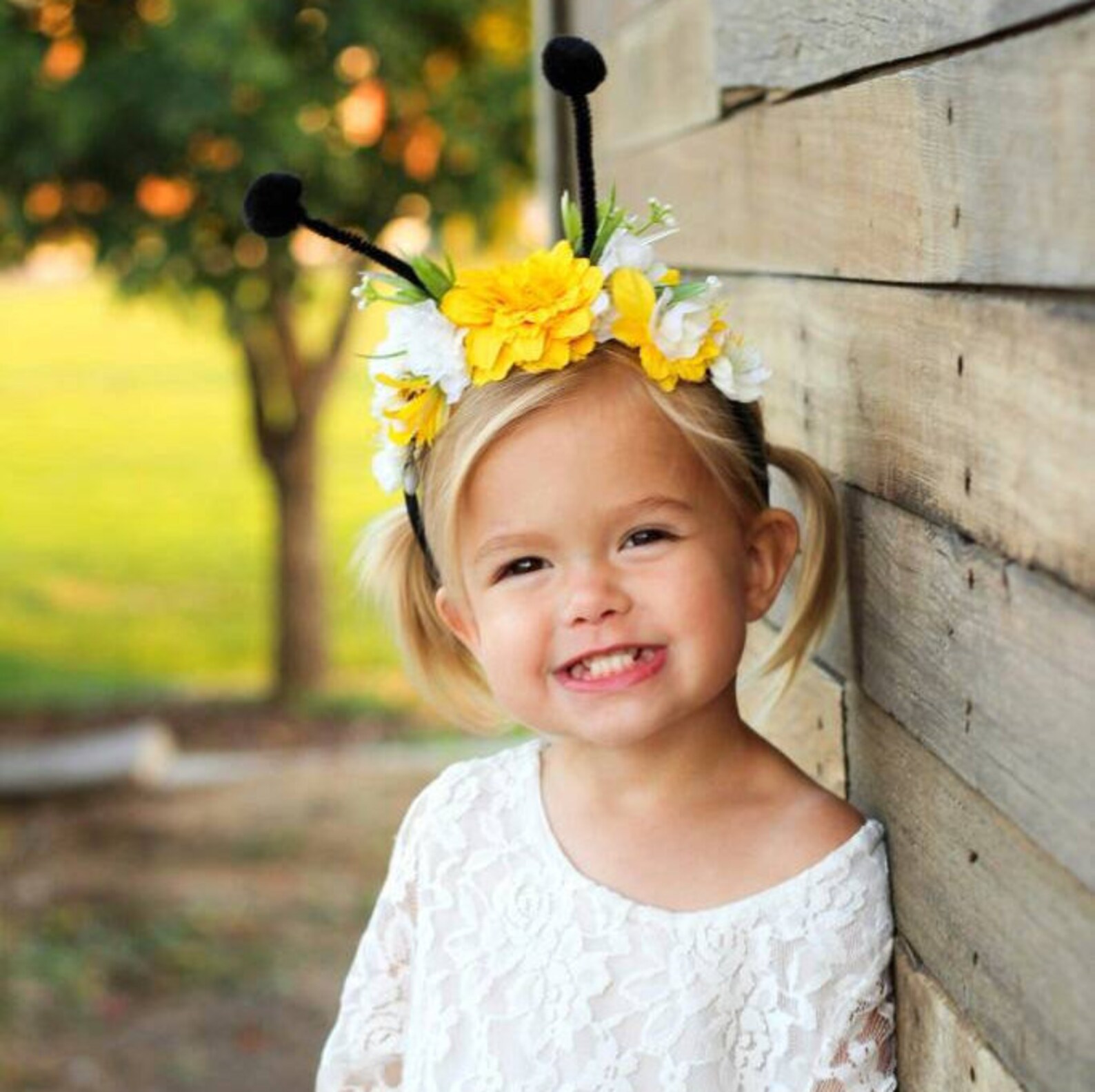 Bumble Bee Headband, Lady Bug Headband, Yellow White Flowers, Girls ...