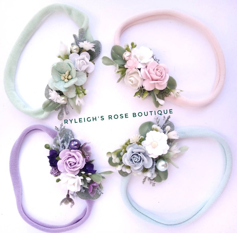 Dainty Spring Headbands Pastel Flowers Nylon Headband Set - Etsy
