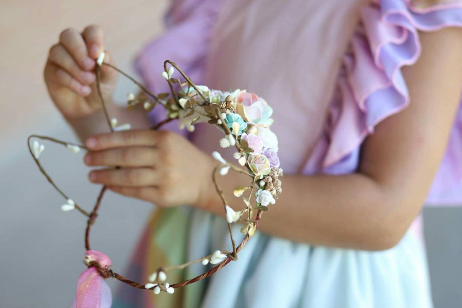 Pastel Rainbow Princess Crown Floral Fairy Crown Princess - Etsy