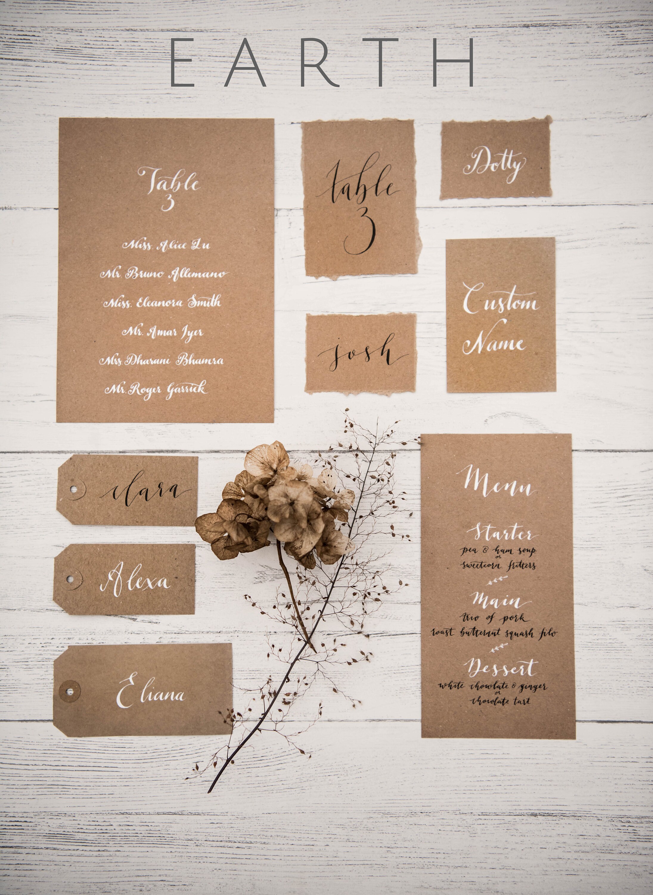 Table Names/numbers EARTH Range Hand Lettered Calligraphy - Etsy
