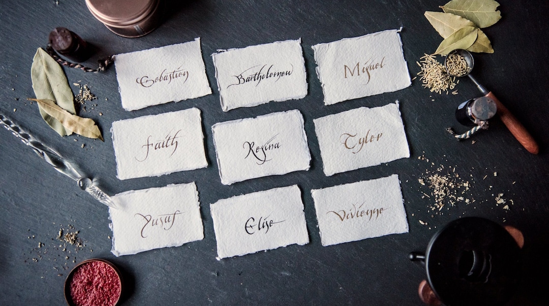 Place Cards - COTTON Range - Hand Calligraphy on Handmade Paper With ...