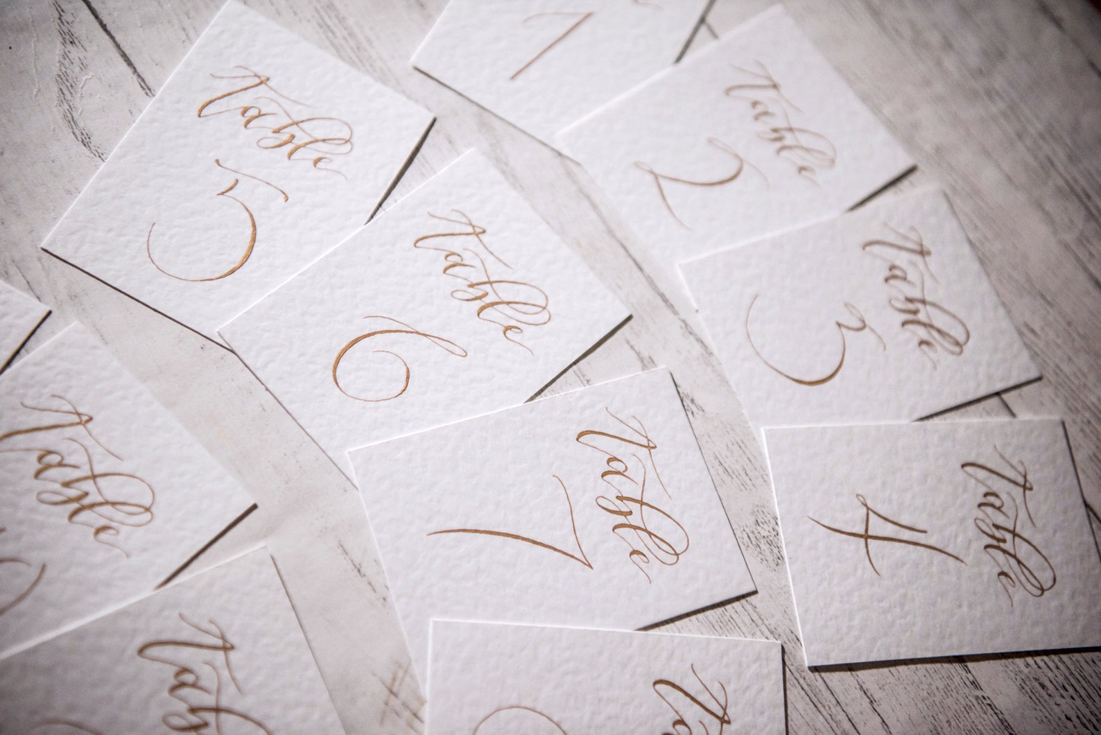 Hand Lettered Calligraphy Table Names/numbers - CLEAN Range - on White ...