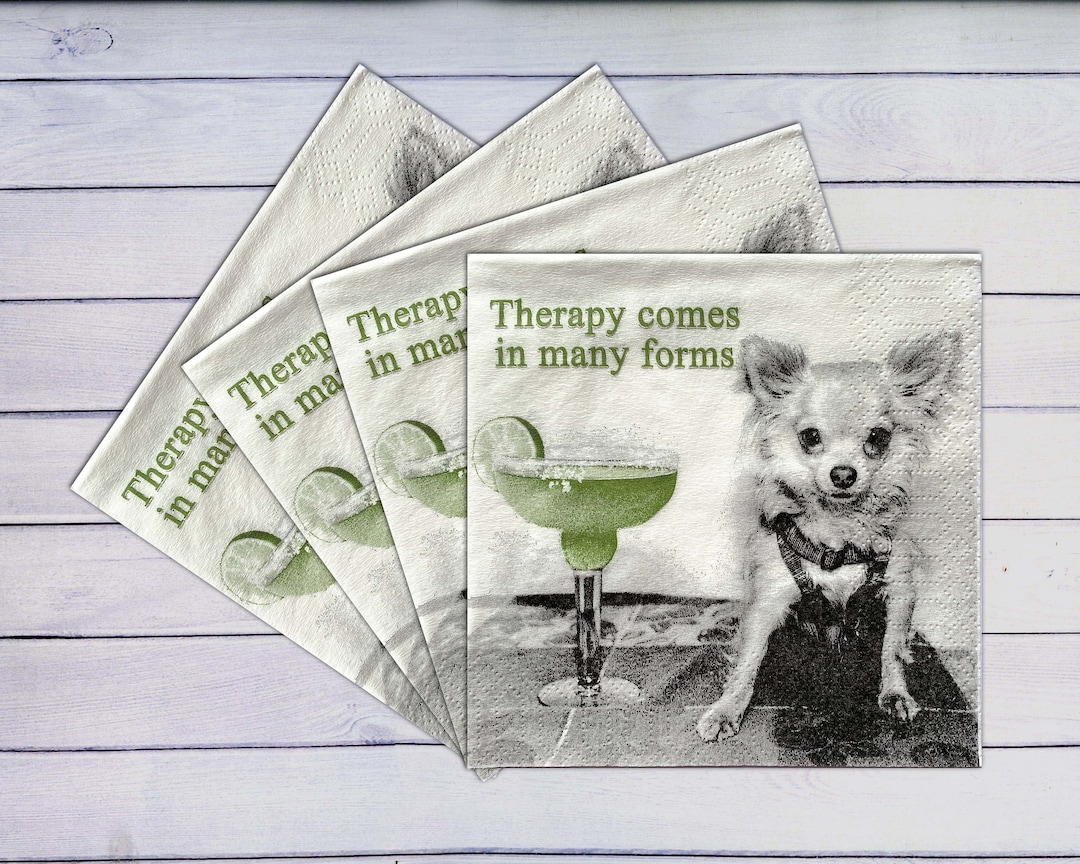 Set of 4 Funny Napkins Decoupage Dog Napkins Cocktail Margarita Humor ...