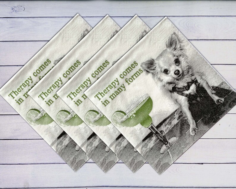 Set of 4 Funny Napkins Decoupage Dog Napkins Cocktail - Etsy
