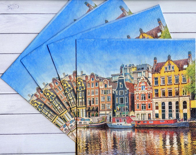 4 Amsterdam City Paper Napkins Decoupage Сityscape Paper - Etsy