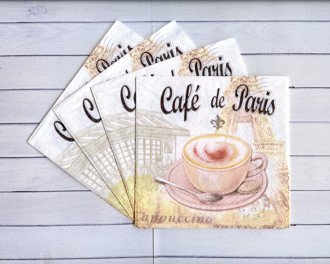 Set of 4 Decoupage Napkins Vintage Cafe Paris Coffee Cup - Etsy