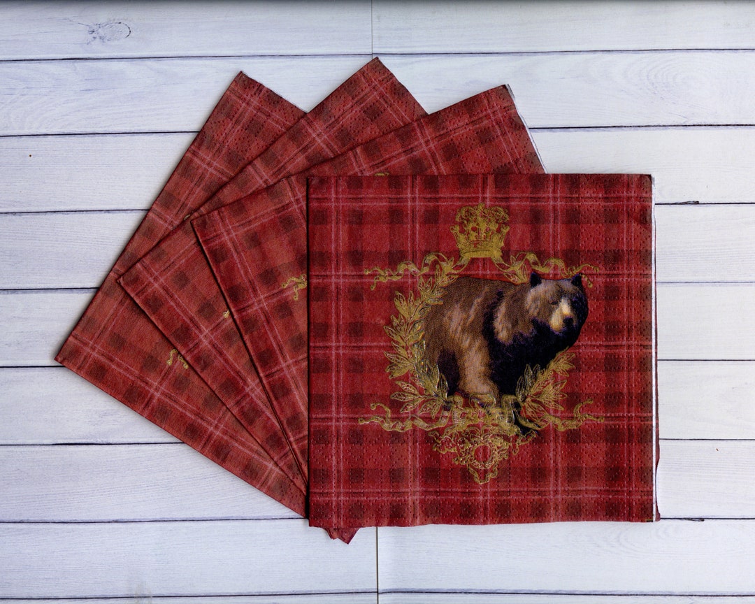 4 Animal Napkin for Decoupage Brown Bear Decoupage Napkins Animal ...