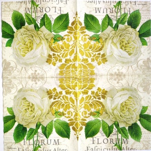 4 Yellow Rose Napkin for Decoupage Floral Paper Serviettes Yellow ...