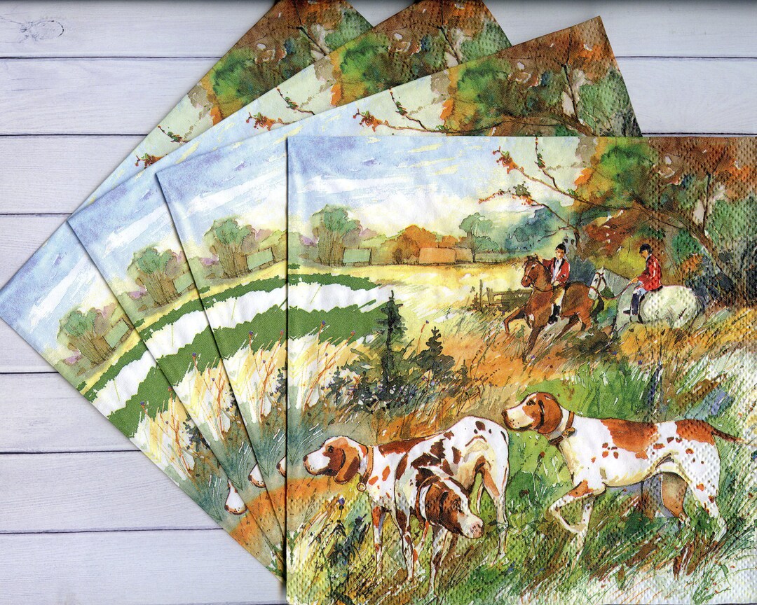 4 Decoupage Napkins With Hunting Dogs Paper Serviettes Napkin for ...