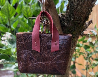 Leather Keychains, Leather Bag Charm, Mini Tote Keychains, Door Gift ...