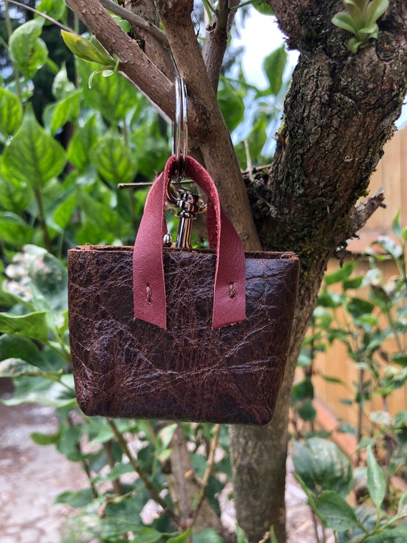 Mini Leather Tote Keychain | Etsy
