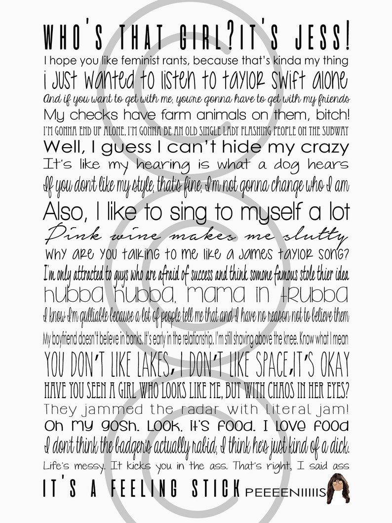 New Girl Jessica Day Quotes Subway Wall Art-white Background ...