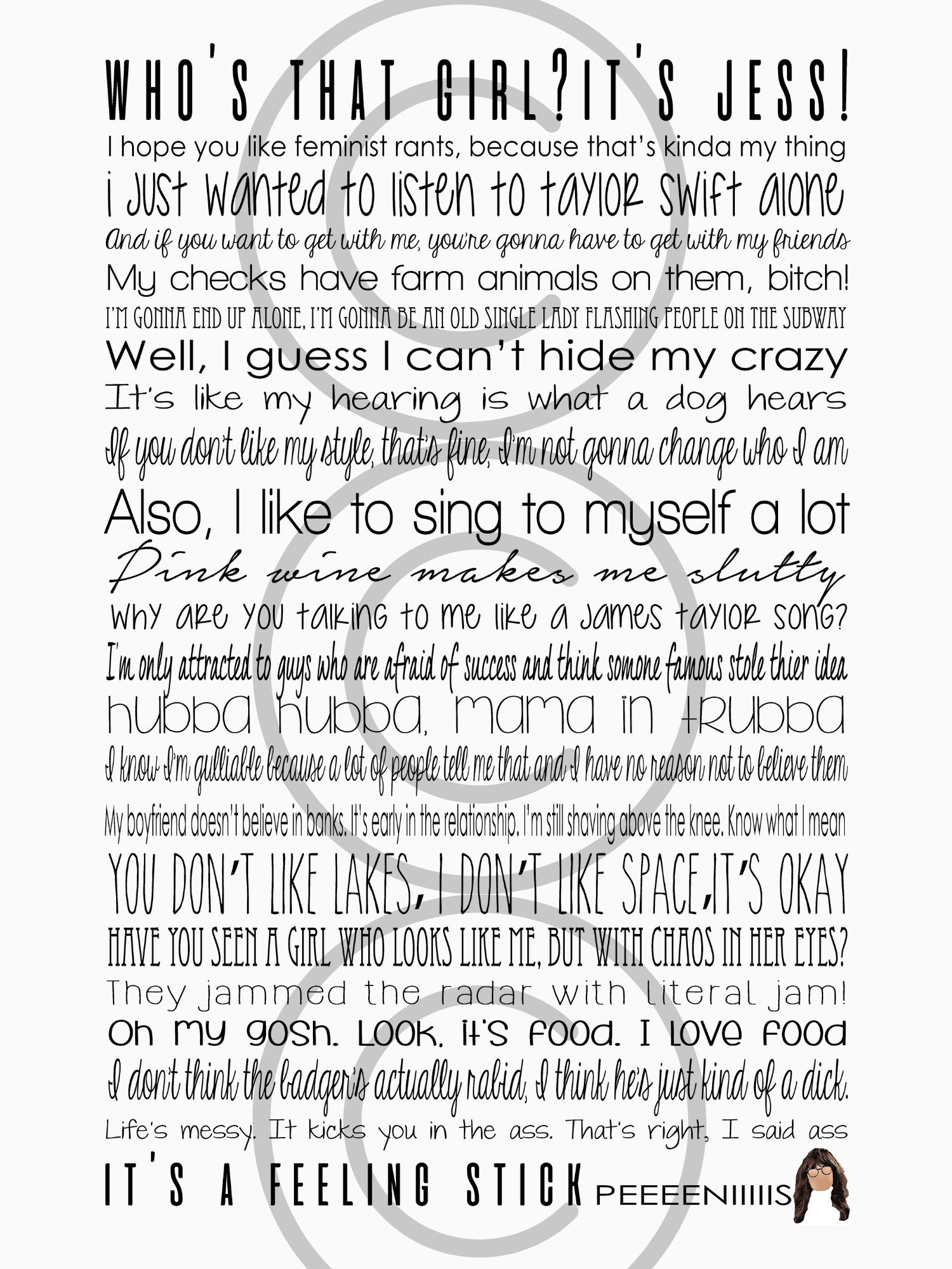 New Girl Jessica Day Quotes Subway Wall Art-white Background ...