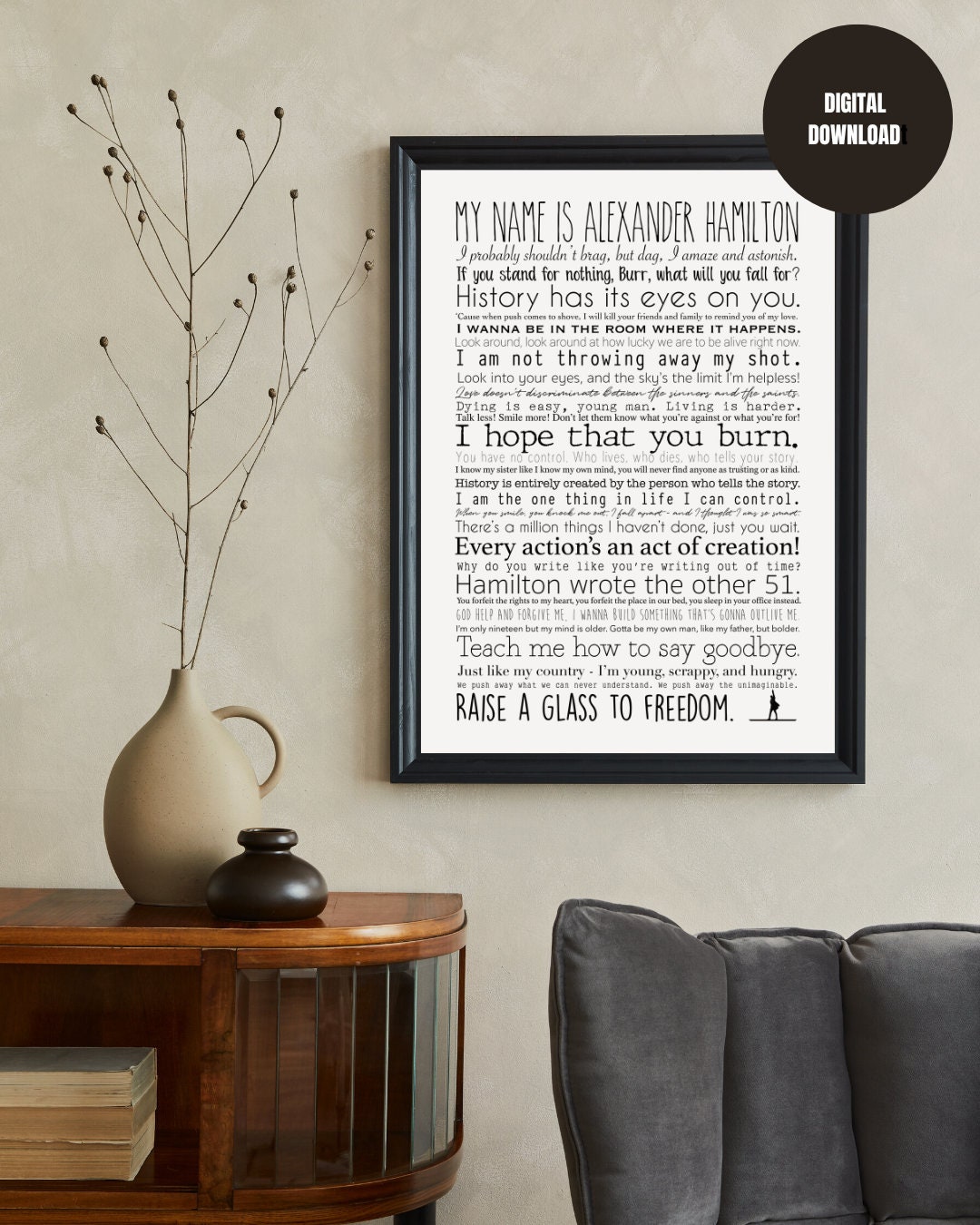 Hamilton Quotes Subway Wall Art Print, Typography Digital Print - Etsy