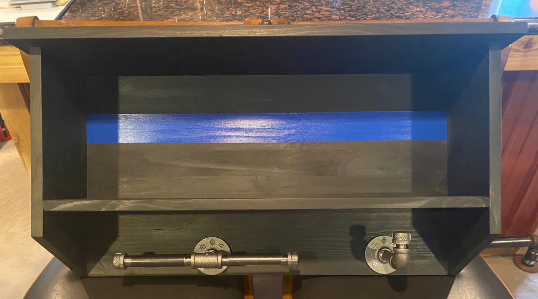 Black With Blue Line Wall Rack - Etsy