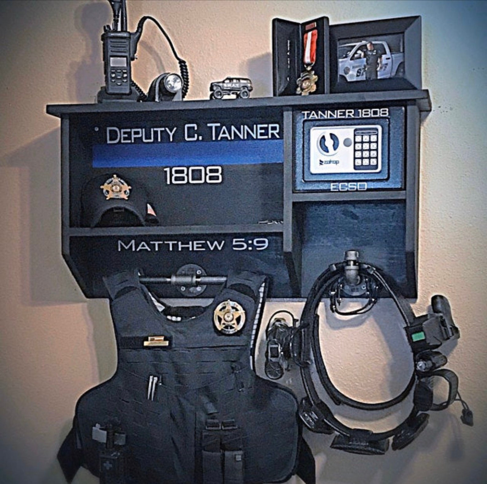 Black With Blue Line Wall Rack - Etsy