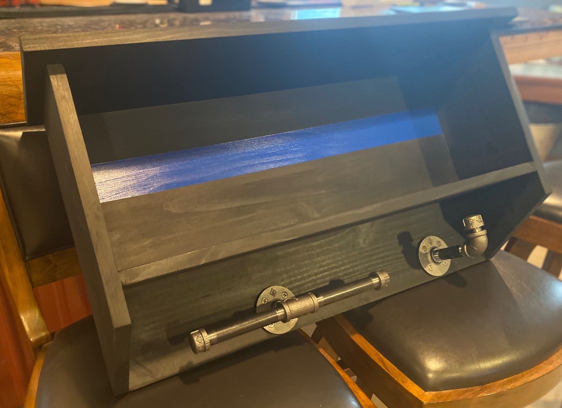 Black With Blue Line Wall Rack | Etsy