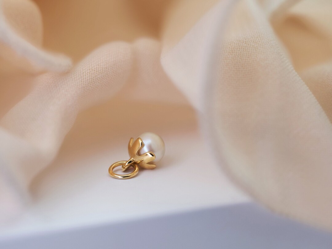 Small Mini Pearl 750 Gold Pendant/ Genuine Turquoise - Real Gold - Etsy