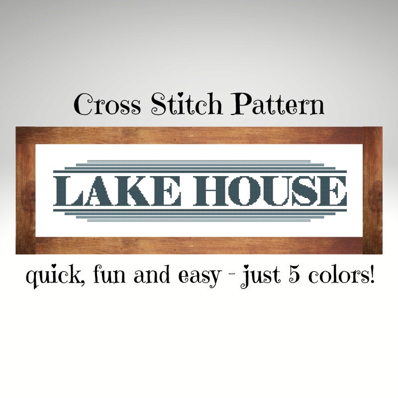 Lake House Cross Stitch Pattern ** Instant PDF Download ** Easy-to-read ...