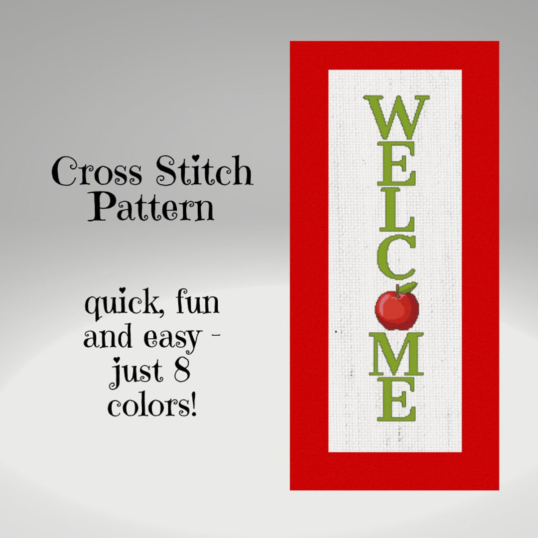 Apple Welcome Banner Cross Stitch Pattern ** Instant PDF Download ...