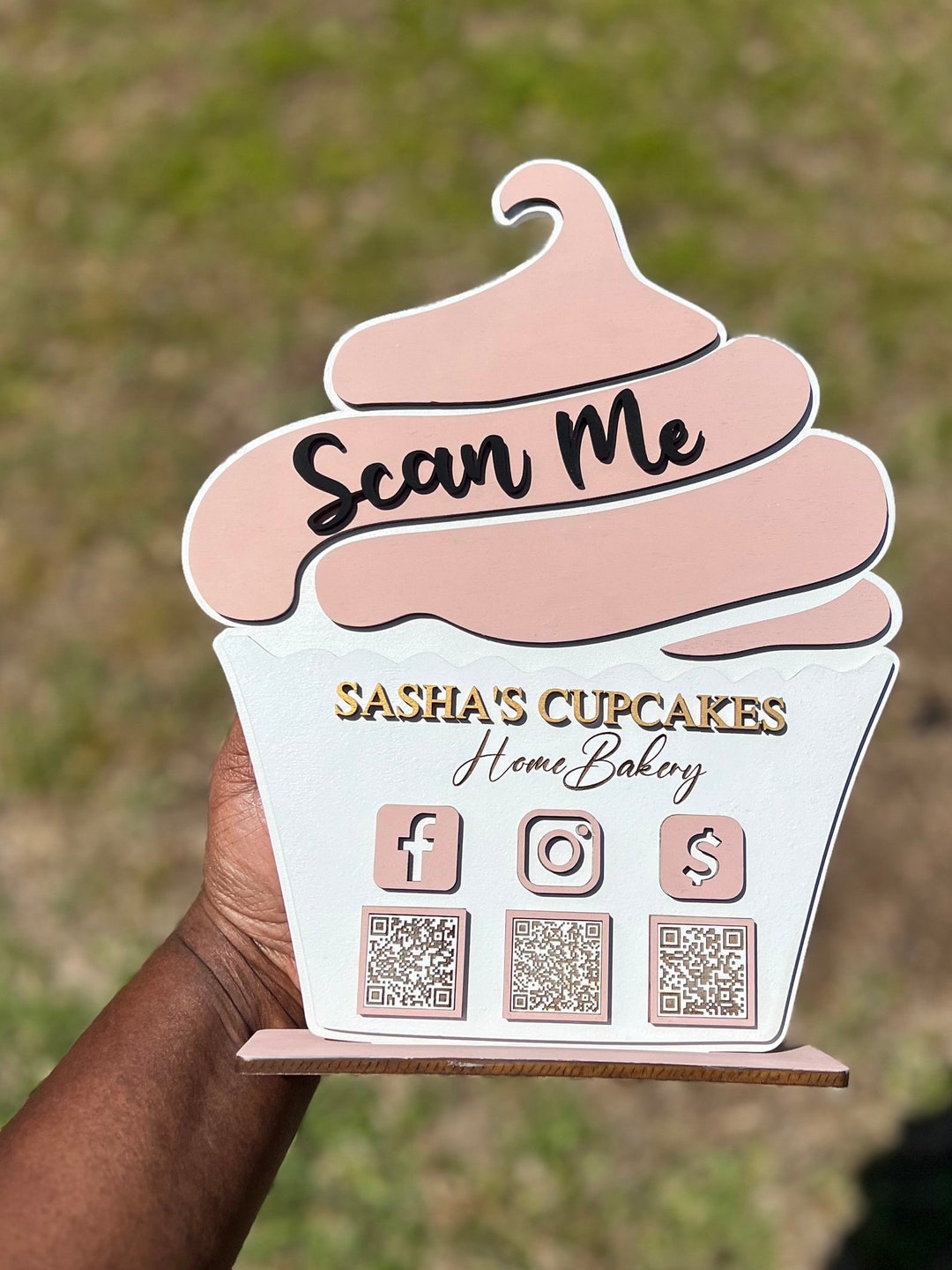 QR Code Display Acrylic/ Wood Sign for Business Social Media Display ...