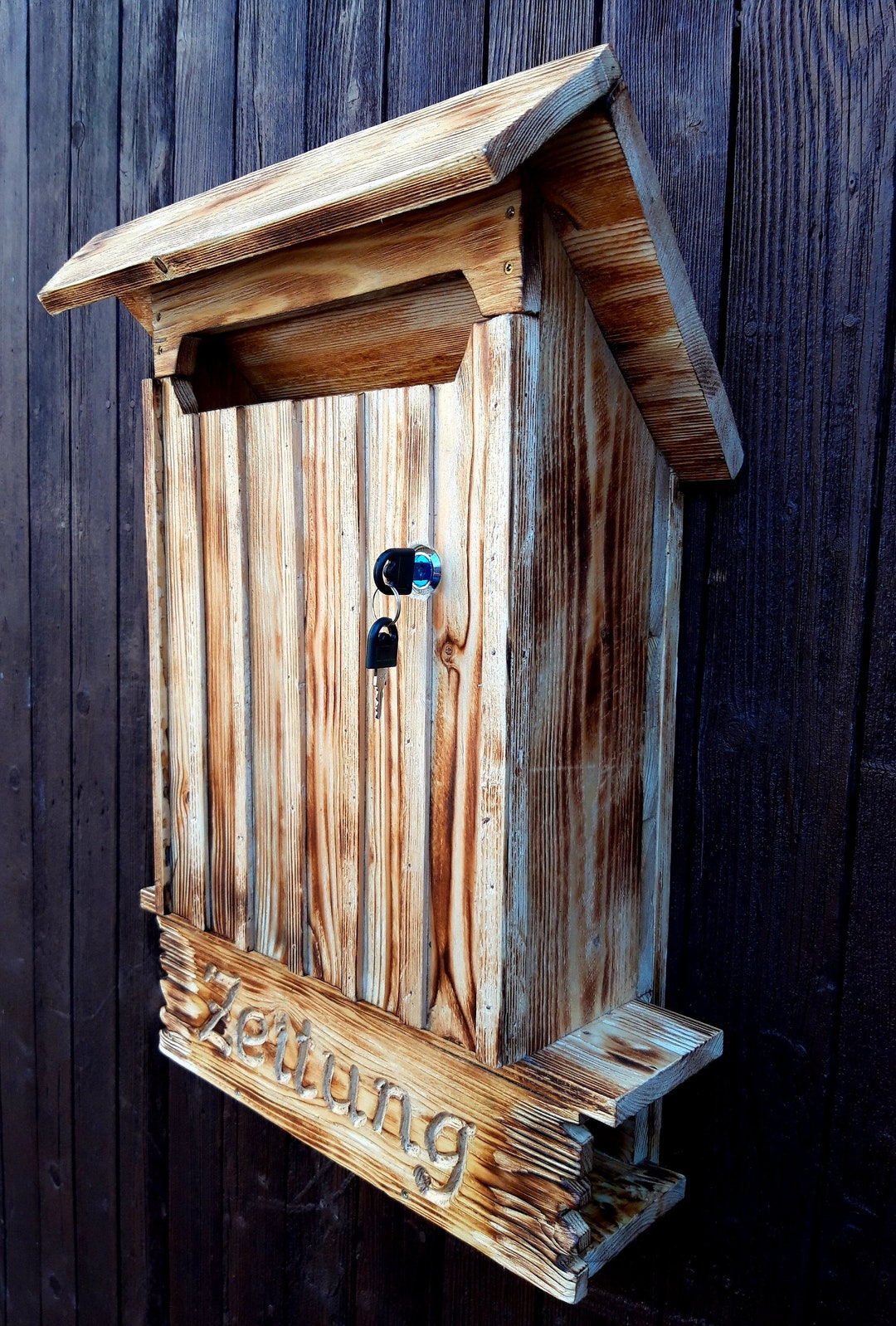 Wall Letterbox, Postbox, Mailbox, Rustic, Rural, Natural Flamed or in ...