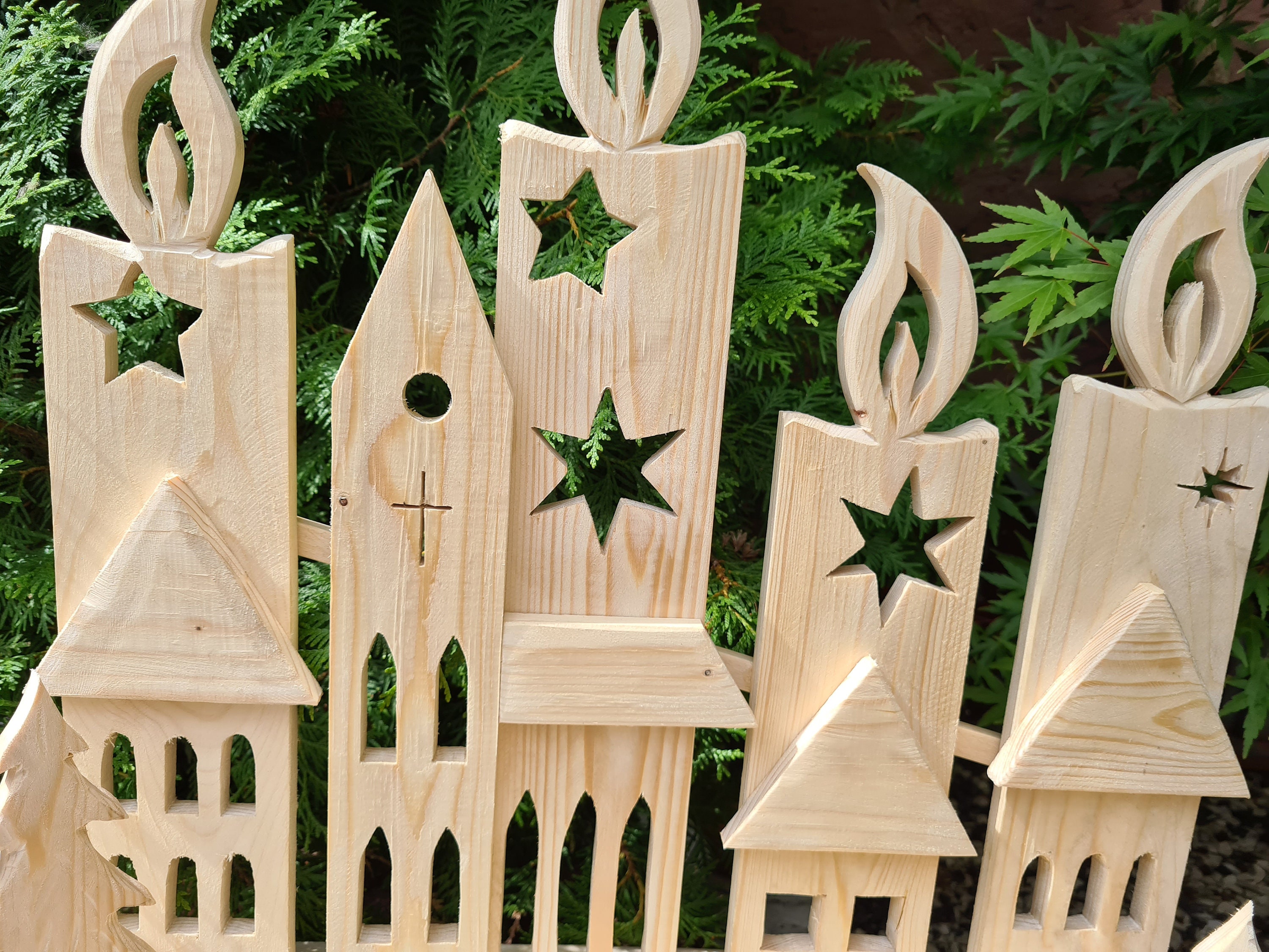Weihnachten Advent Deko Vier Kerzen aus HOLZ Natur draußen - Etsy.de