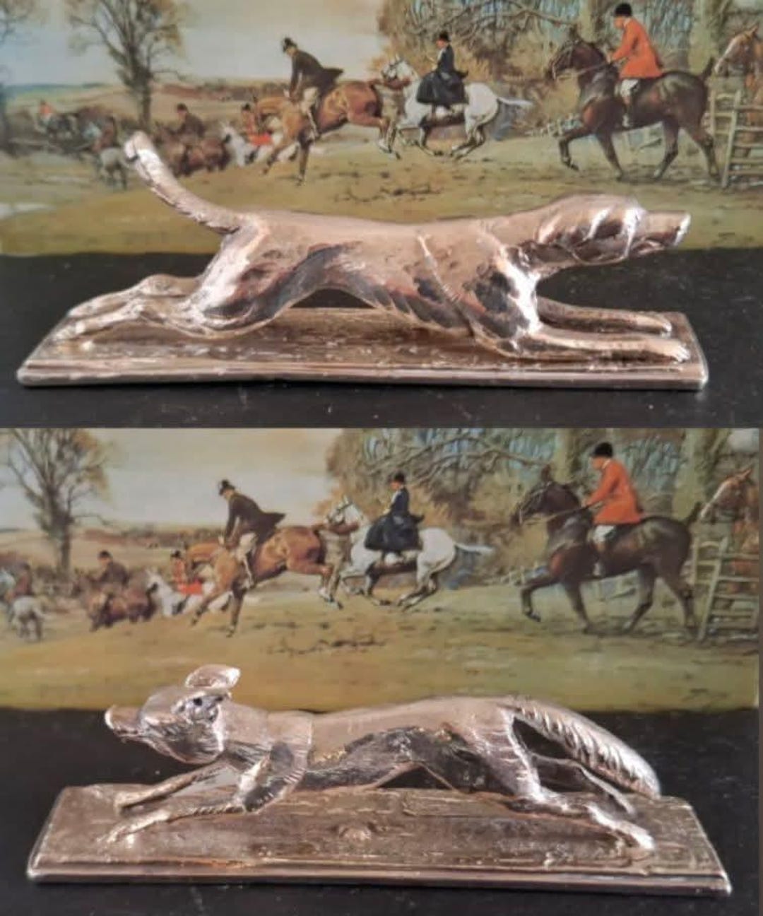 A Pair of Victorian Utensil or Spoon Rests of Fox Hunting Interest, in ...