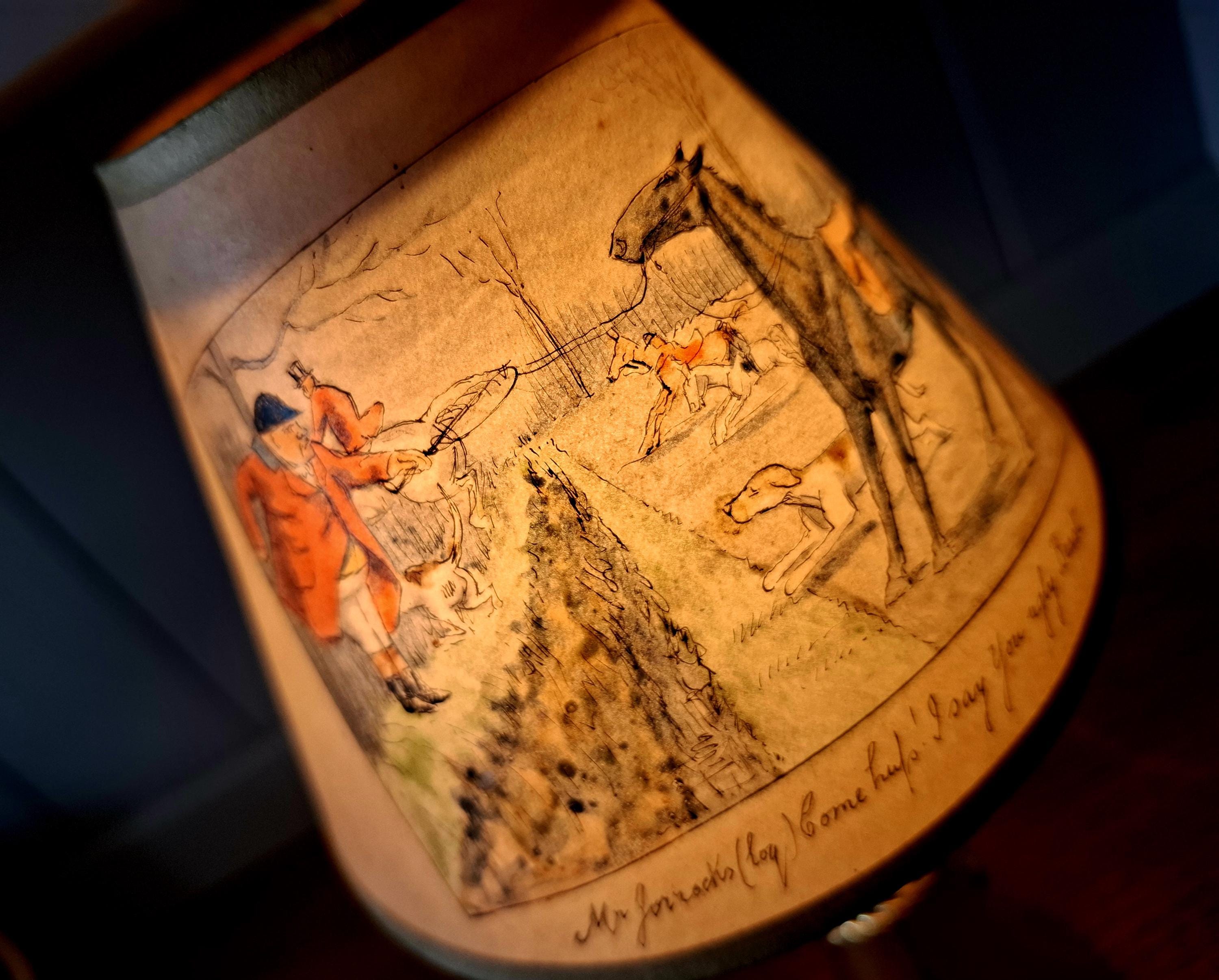 A Pair of Lamps, (x 2), Unique and Bespoke of Foxhunting Interest ...