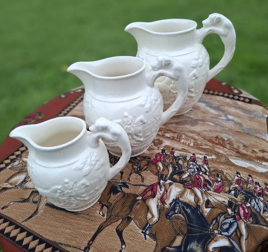 A Set of Three Pitchers, Jugs or Vases of Fox Hunting Interest ...