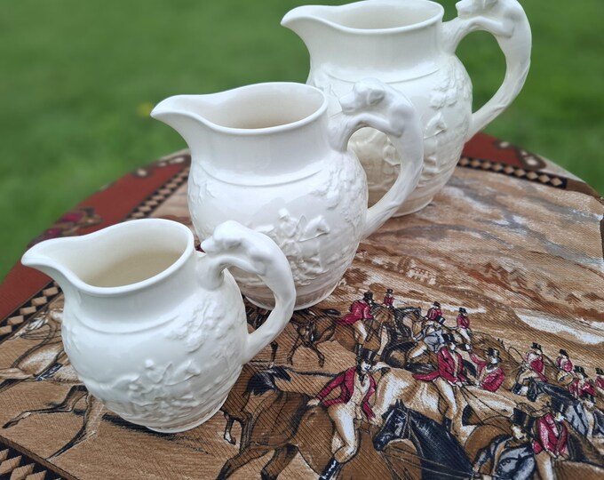 A Set of Three Pitchers, Jugs or Vases of Fox Hunting Interest ...