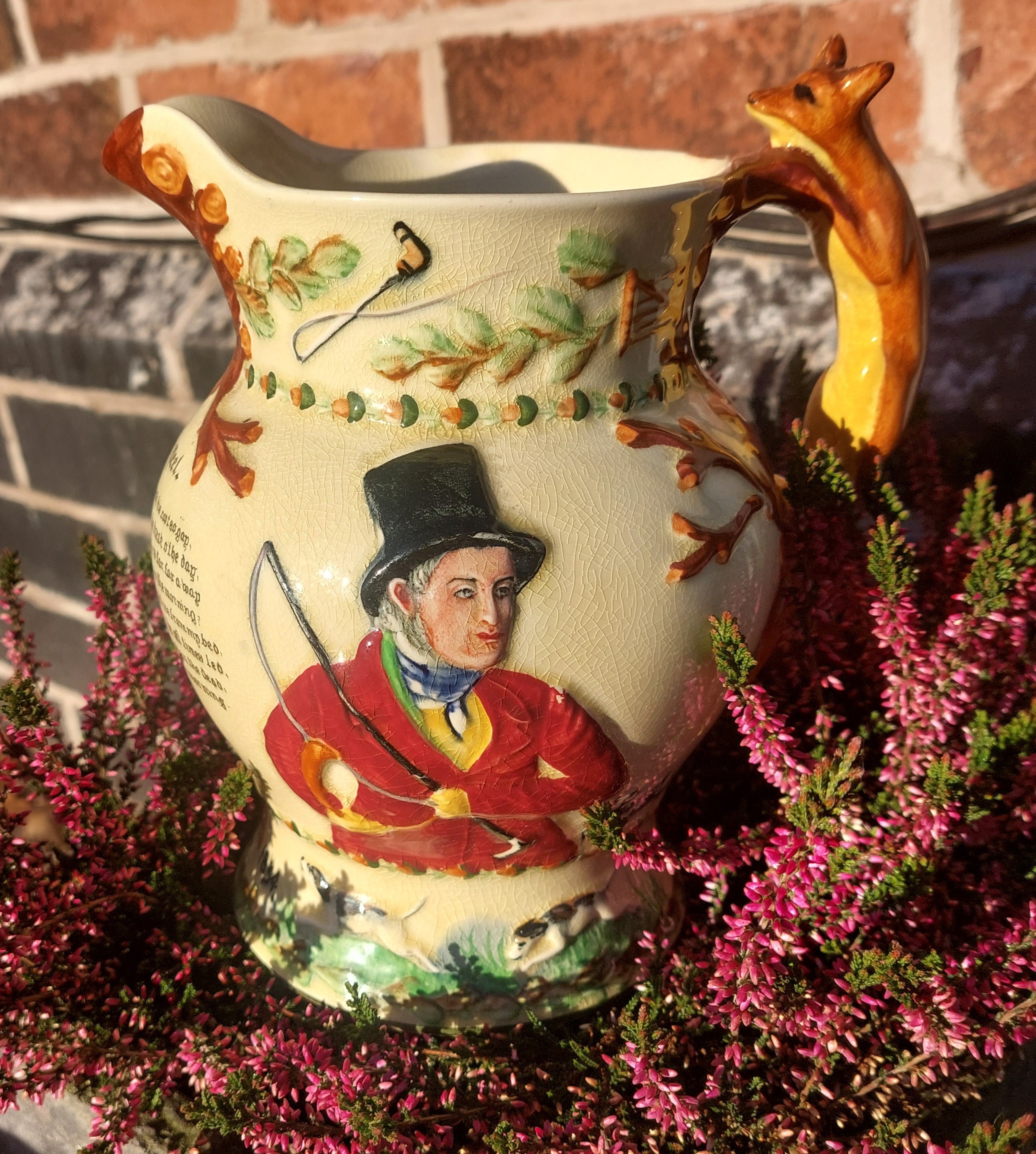A 1930s Musical Pitcher Featuring English Foxhunting Scenes. A Wind up ...